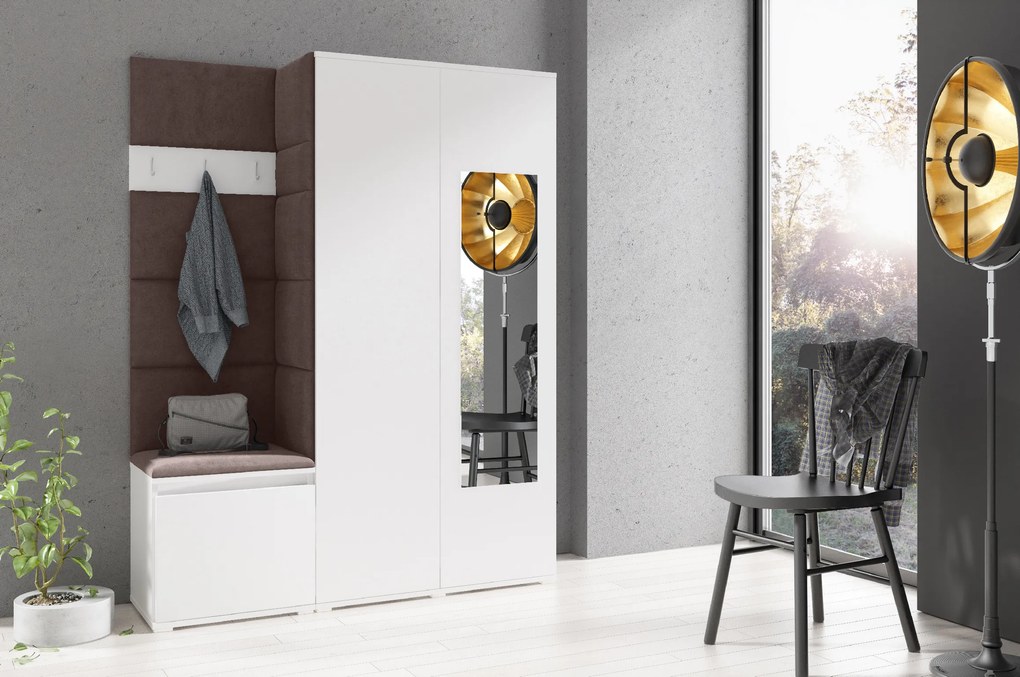 Eka Předsíňová stěna s čalouněnými panely Trinity 11 - Bílá / Růžová 2310