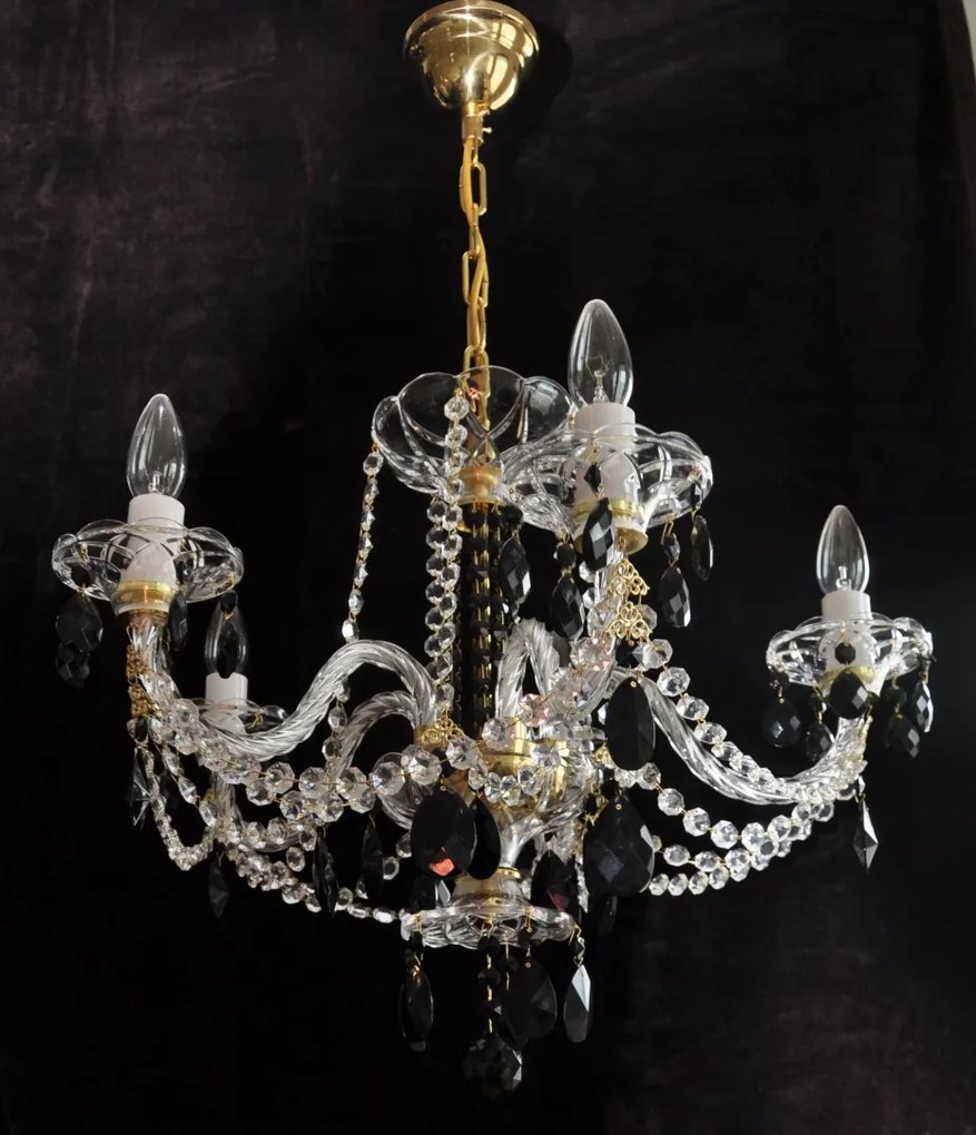 6 Arms Crystal chandelier with hand cut glass tulips &amp; twisted arms