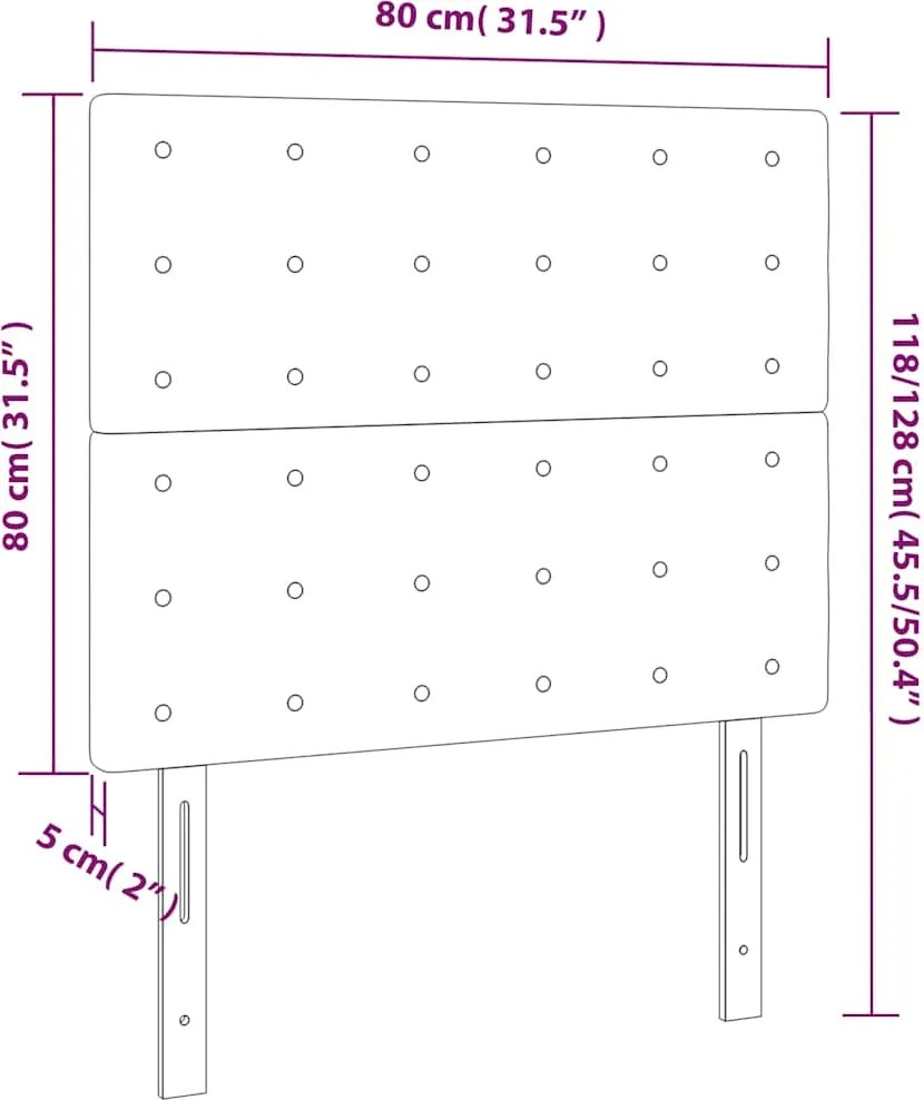 Čelo postele s LED tmavě hnědé 80x5x118/128 cm textil 3122835
