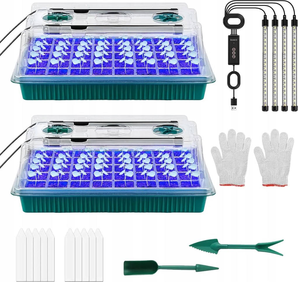 Miniskleník Led Osvětluje Pro Růst Časovač 80 Míst Pro Výsev Sazenic