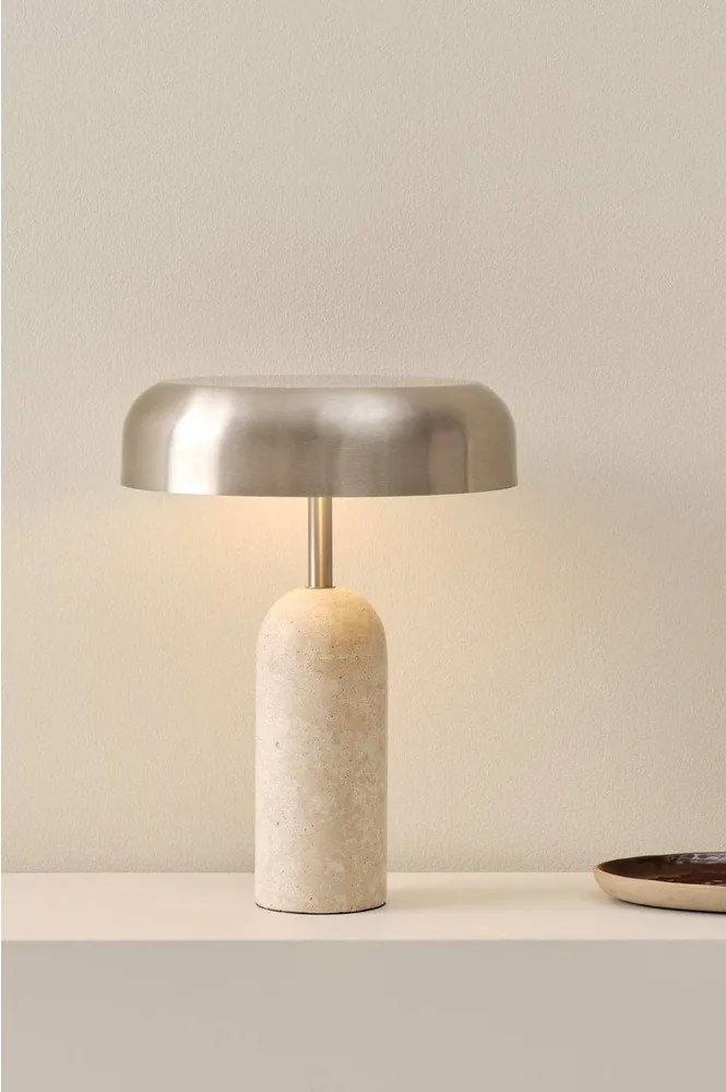 Stolní lampa z travertinu ve stříbrné barvě (výška 46 cm) Ina – Jotex
