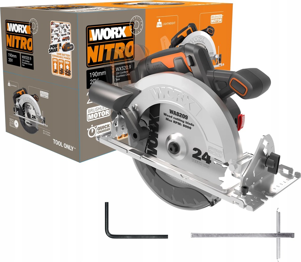 Kotoučová pila Worx WX520.9 185 mm Brushless