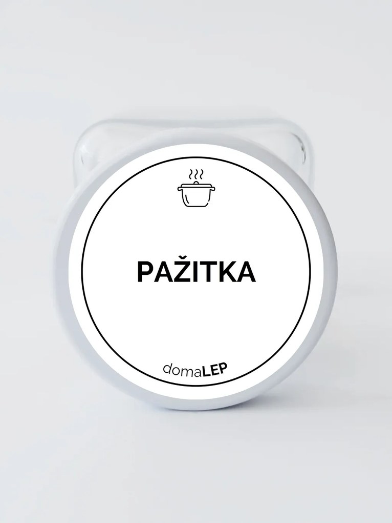 Samolepka na kořenky PAŽITKA bílá 5 cm tučné písmo