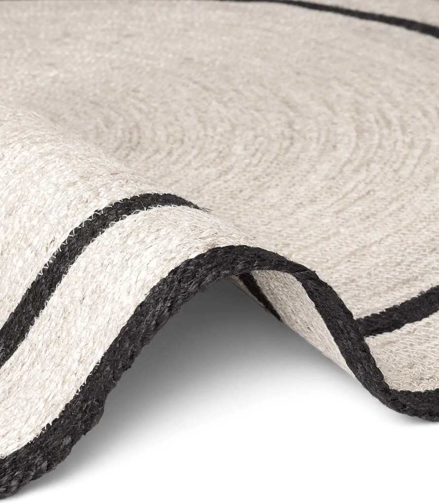 Hanse Home, Kusový koberec Jute Braided 106331 Natural Black kruh, 150x150 (průměr) kruh, černobílá, chodba / předsíň