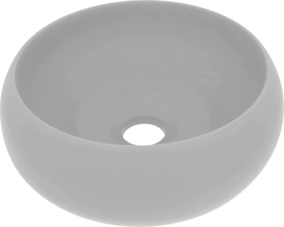 Luxusní umyvadlo kulaté matné světle šedé 40 x 15 cm keramické 147004