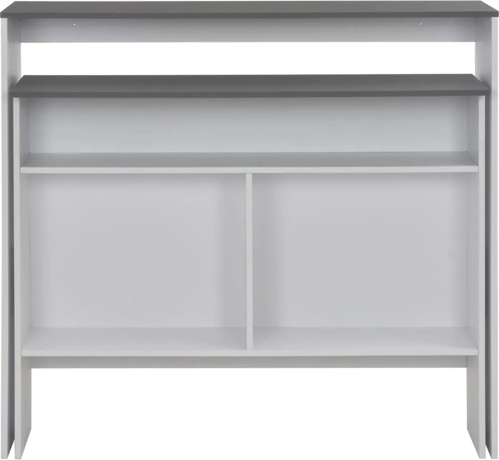Barový stůl se 2 stolními deskami bílý a šedý 130 x 40 x 120 cm 280221