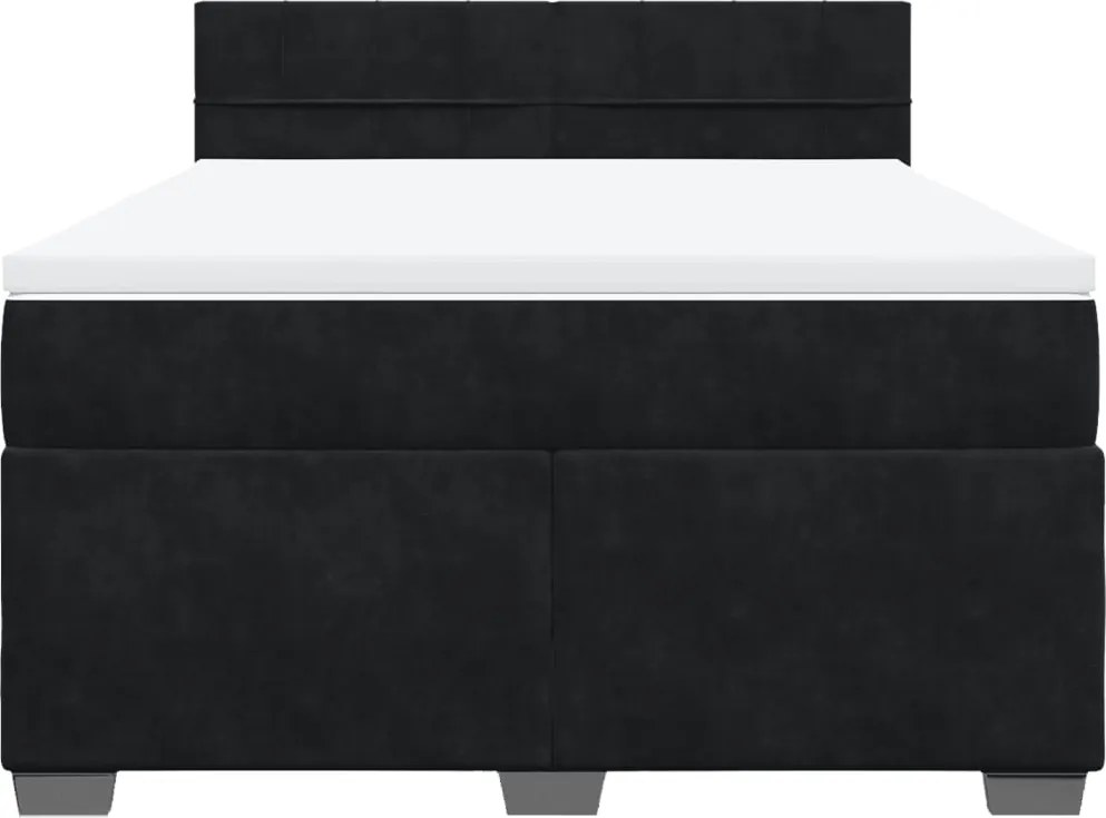 Box spring postel s matrací černá 160x200 cm samet 3286356