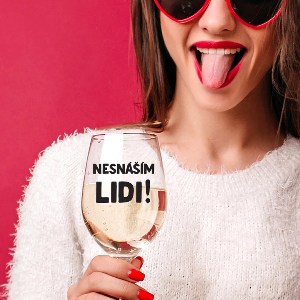 Ahome CZ Čirá sklenice na víno 450ml - Nesnáším lidi