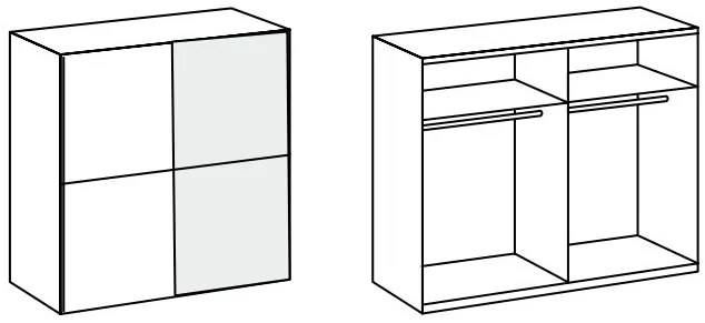 Šatní skříň se zrcadlem Baden, 179 cm, bílá
