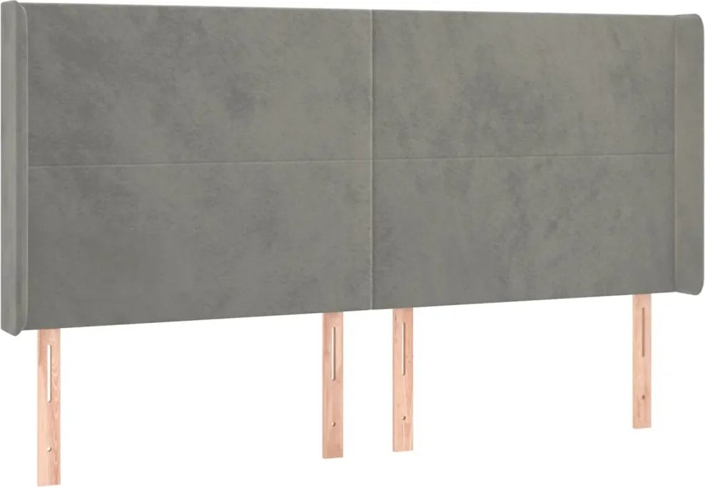 Box spring postel s matrací a LED světle šedá 180x200 cm samet 3139457
