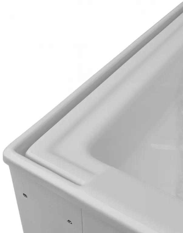 Průmyslový sprchový box Teiko POLY NEW W-VDK, KŘÍDLOVÉ DVEŘE Barva: Bílá, Rozměry (cm): 81x81, Varianta: bez výřezu pro odpadní trubky