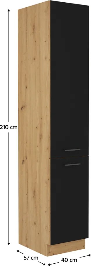 Potravinová skříňka, černý mat / dub artisan, Monro 40 DK-210 2F