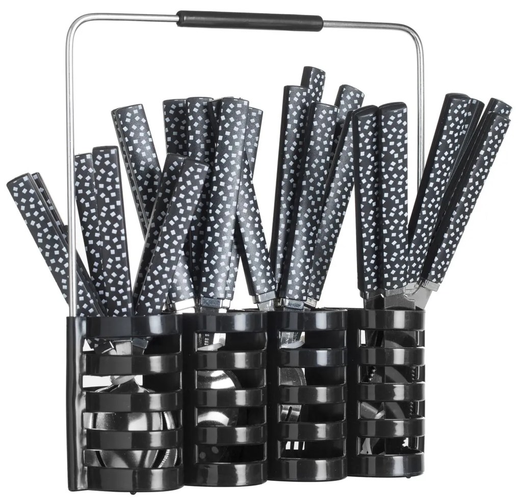 Příborový set se stojanem Dots 24ks
