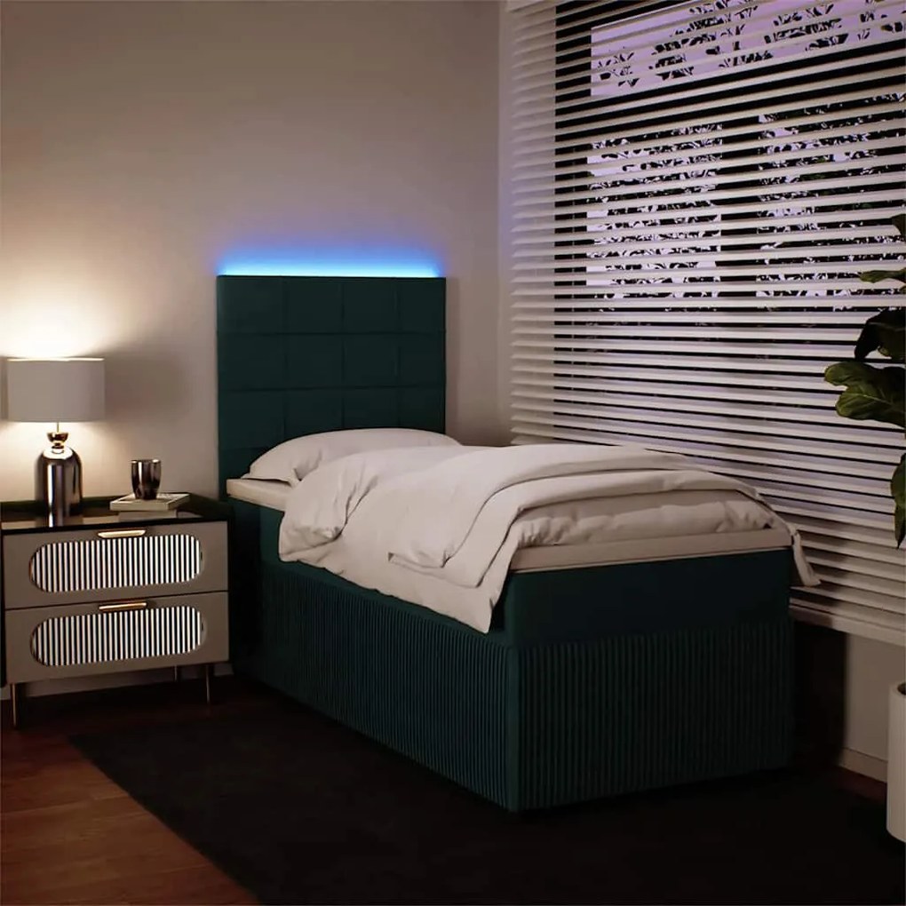 Box spring postel s matrací tmavě zelená 100x200 cm samet 3294565