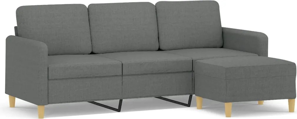 3místná pohovka s podnožkou tmavě šedá 180 cm textil 3201193