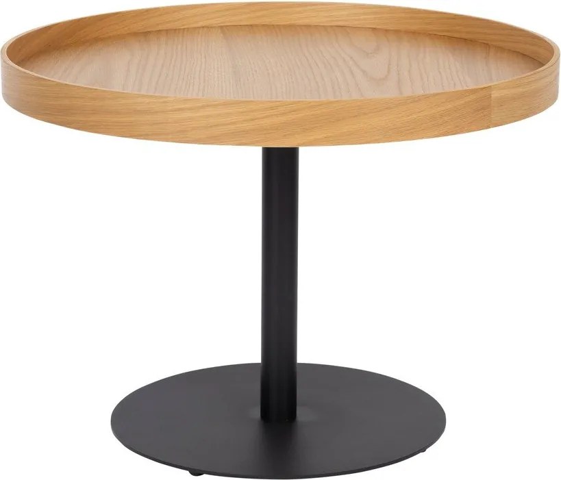 Kulatý konferenční stolek s deskou v dubovém dekoru v přírodní barvě ø 56 cm Yuri M – White Label