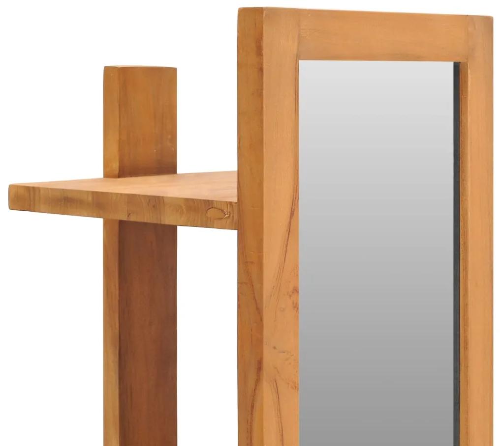 Nástěnné zrcadlo s poličkami 30 x 30 x 120 cm masivní teak - Default Title