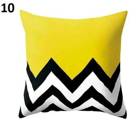 Potah na polštář - geometrické tvary, kontrast žlutá-bílá-černá Motiv: 10