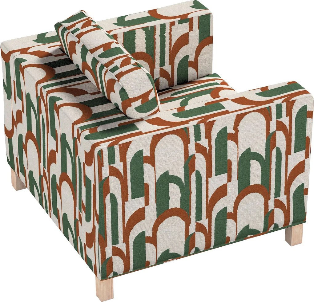 Potah na křesko IKEA Karlanda, krátký barva zelená látka pletený vzor, vzorované