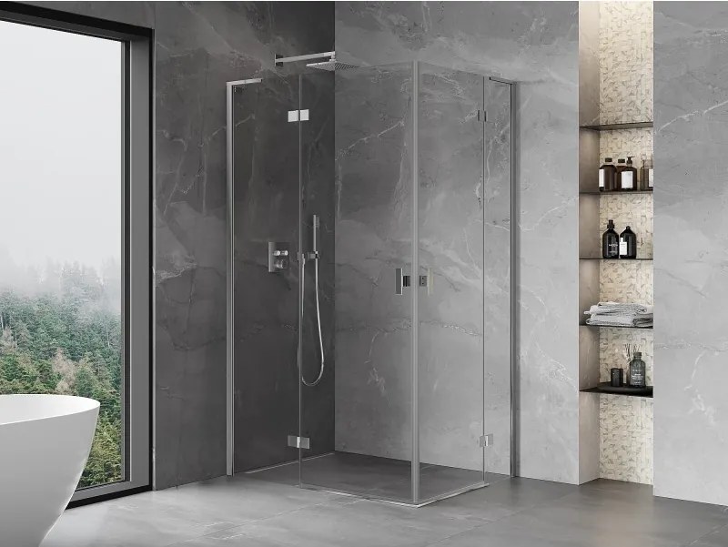 Mexen Mist-H L Duo, 2-křídlý sprchový kout 85 x 75 cm, čiré sklo, chromový profil, 8A5L-085L-075P-01-00