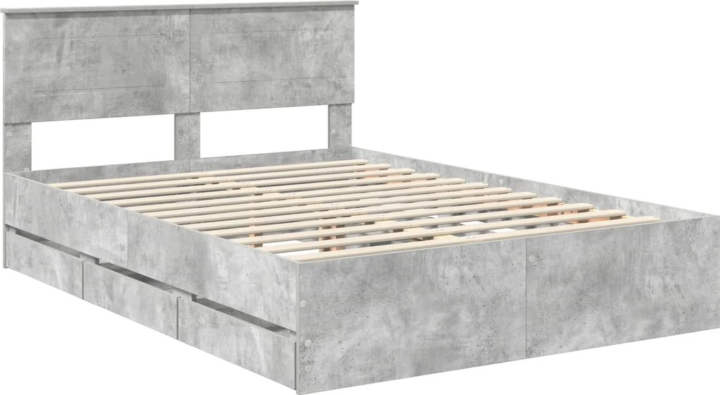 Rám postele s čelo Betonově šedá 160 x 200 cm Inženýrské dřevo 3407966