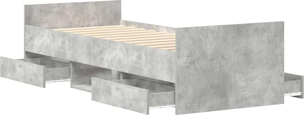 Rám postele s hlavovým a nožním čelem betonově šedý 75 x 190 cm 3203820