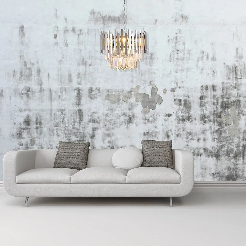 Lustr Aspen, 1x křišťálové/chromové kovové stínítko, (fi 45cm), ch