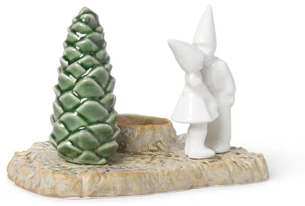 KÄHLER Vánoční dekorace se svícnem Christmas Tales Christmas Kiss, zelená barva, porcelán