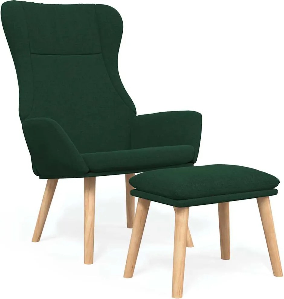 Relaxační křeslo s podnožkou tmavě zelené textil 3097887