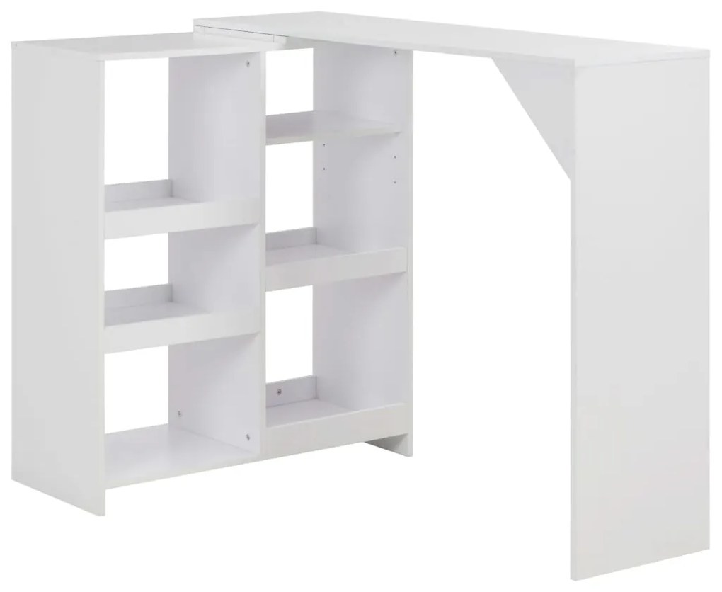Barový stůl s pohyblivým regálem bílý 138 x 39 x 110 cm - Default Title