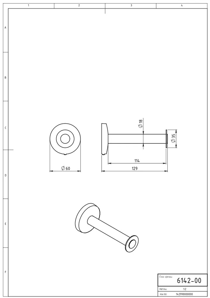 Novaservis - Držák toaletního papíru rovný Metalia 1 chrom, 6142,0