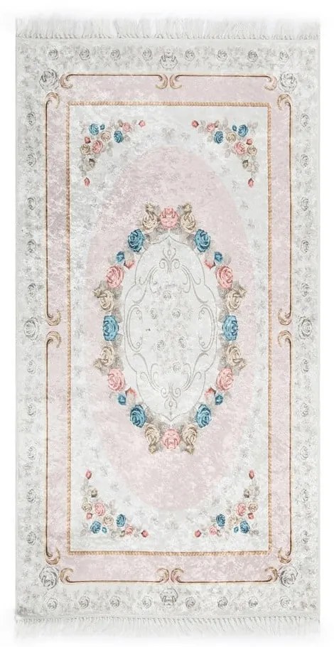 Sametový koberec Deri Dijital Maluna Powder, 80 x 150 cm