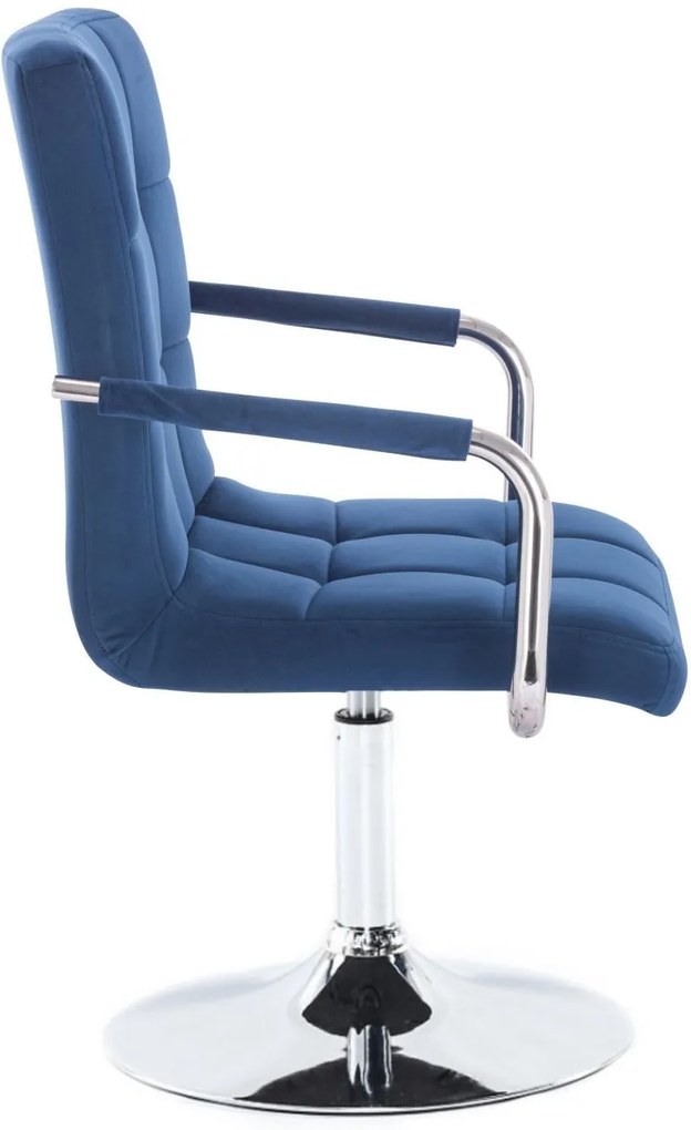 LuxuryForm DESIGN Otočná židle VERONA VELUR na stříbrném talíři - modrá