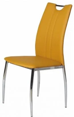TEMPO KONDELA  Jídelní židle, chrom / ekokůže žlutá kari, OLIVA