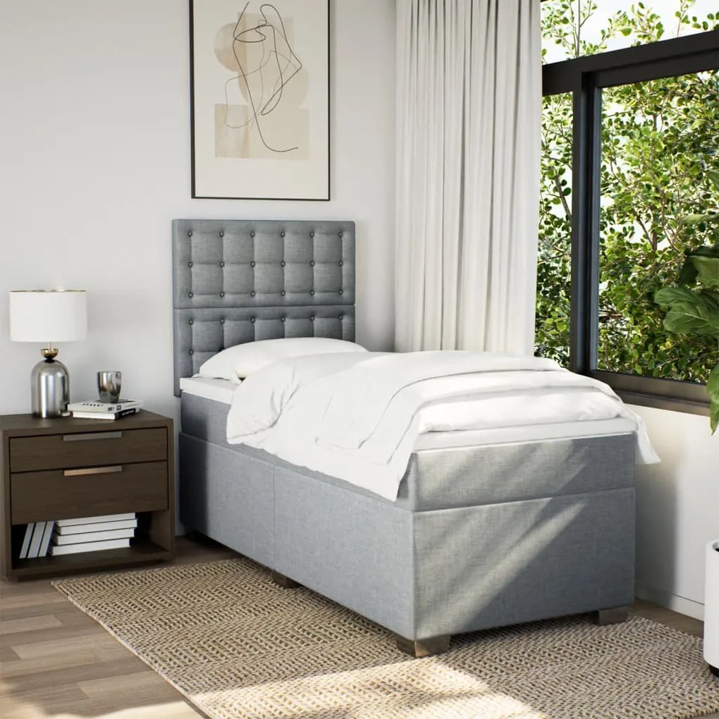 Box spring postel s matrací světle šedá 80 x 200 cm textil 3292629