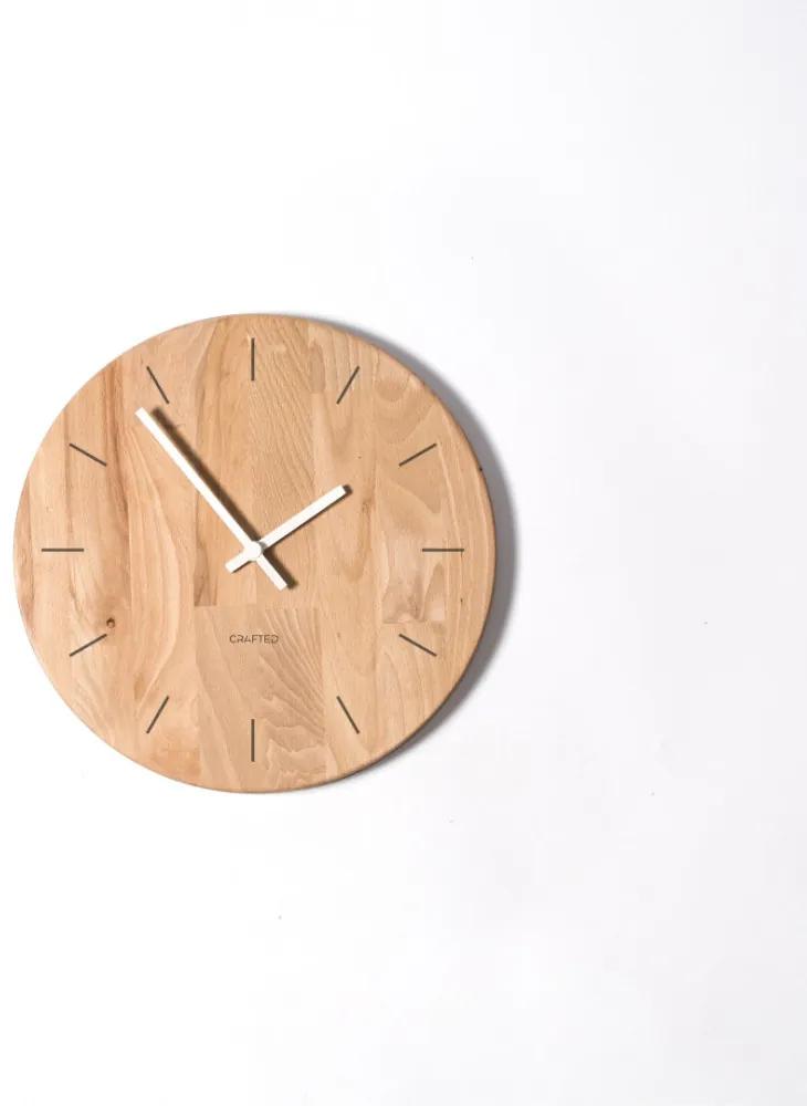 Nástěnné hodiny Pure S, bukové dřevo, pálený ciferník 4, bílé ručičky