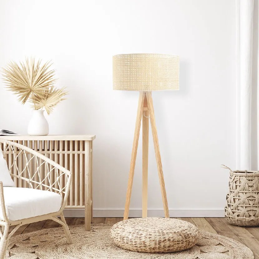 Stojací lampa trojnožka ROTANG - průměr 50 cm