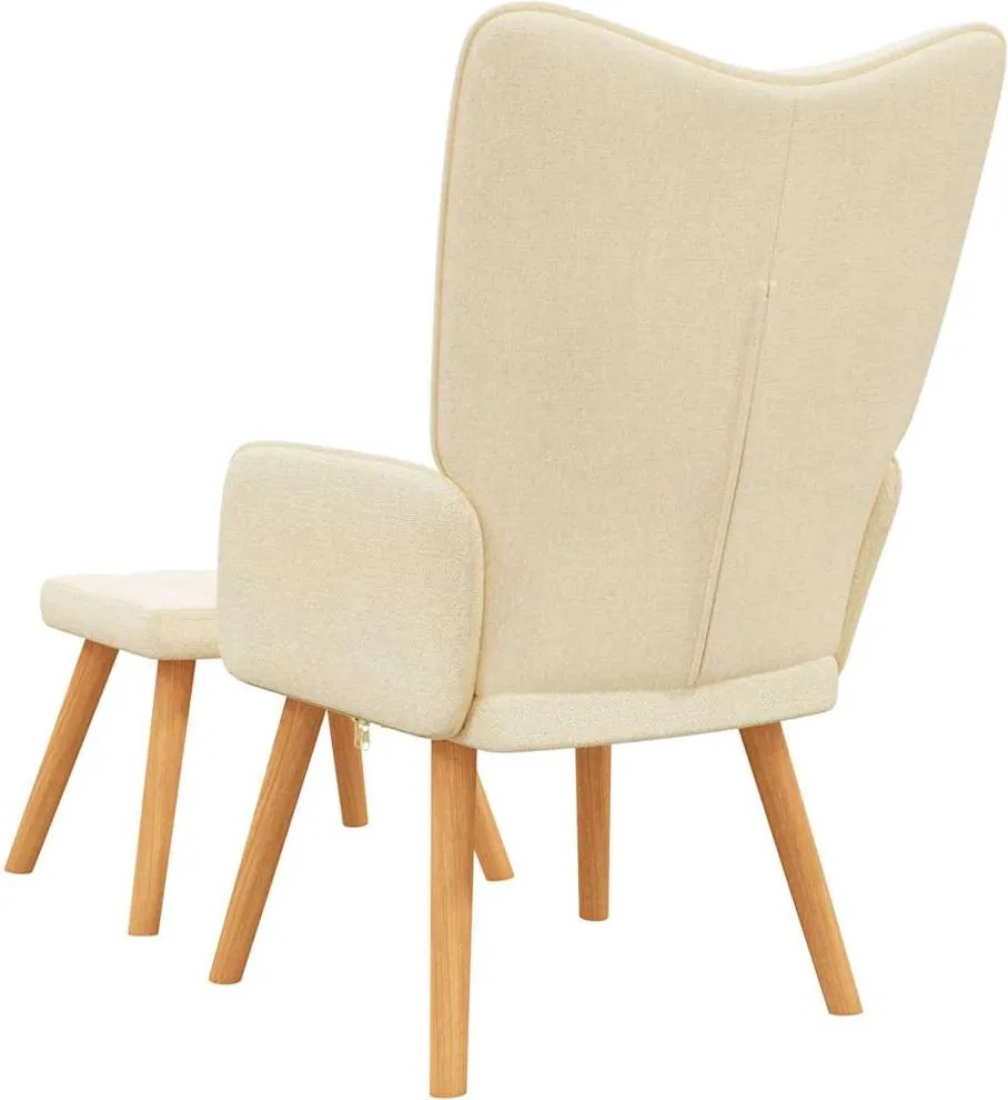 Relaxační křeslo se stoličkou krémové textil 327932