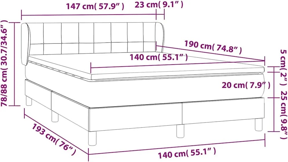 Box spring postel s matrací černá 140 x 190 cm textil 3126239