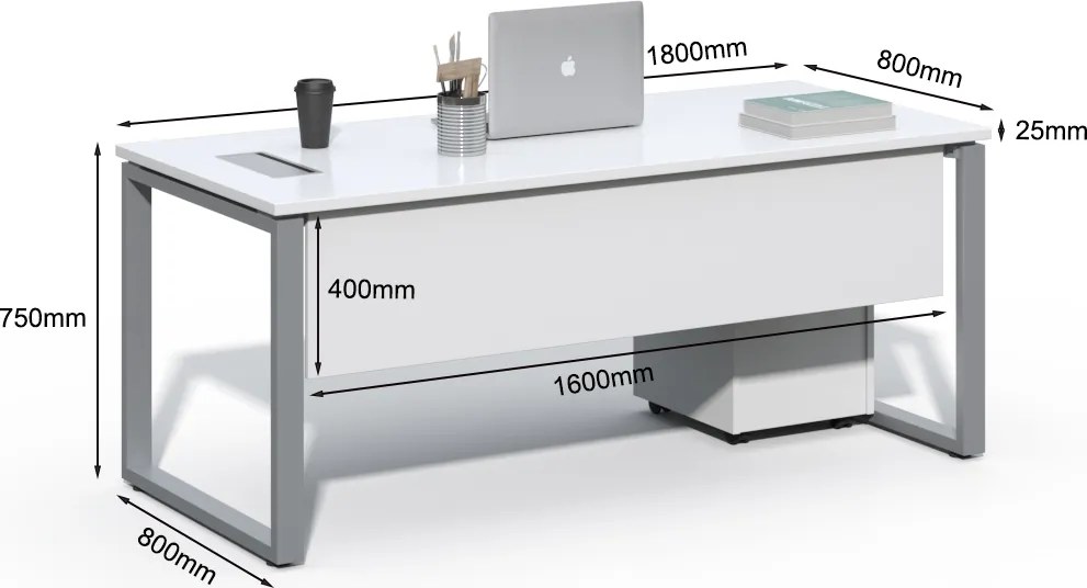 Kancelářský stůl s kontejnerem Houseland Prime Home 02 180 cm bílý