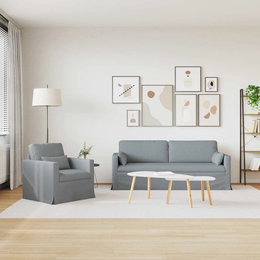 Set pohovek 2 ks Světle šedá textil 3407581