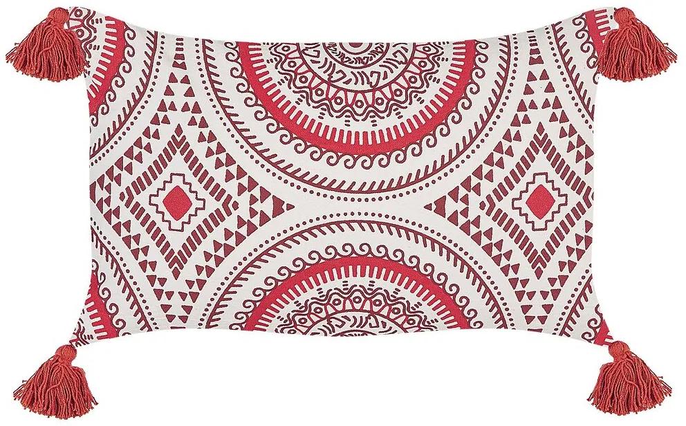 Bavlněný polštář se vzorem 30 x 50 cm červený/bílý ANTHEMIS Beliani