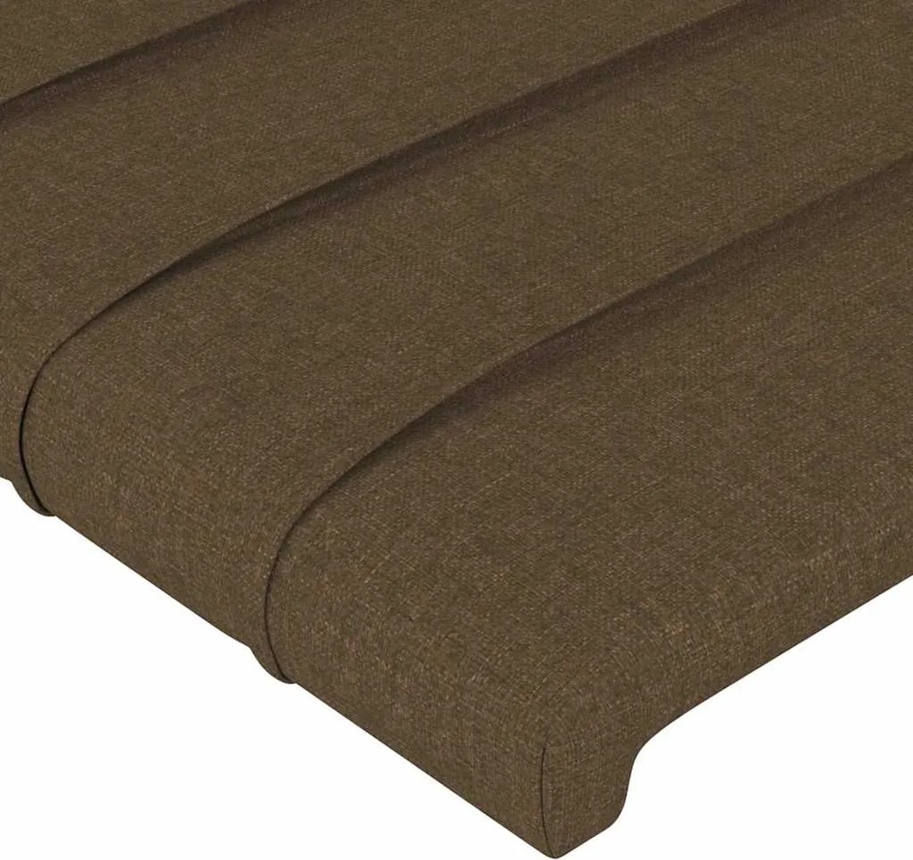 Čelo postele s LED tmavě hnědé 144x5x118/128 cm textil 3122565
