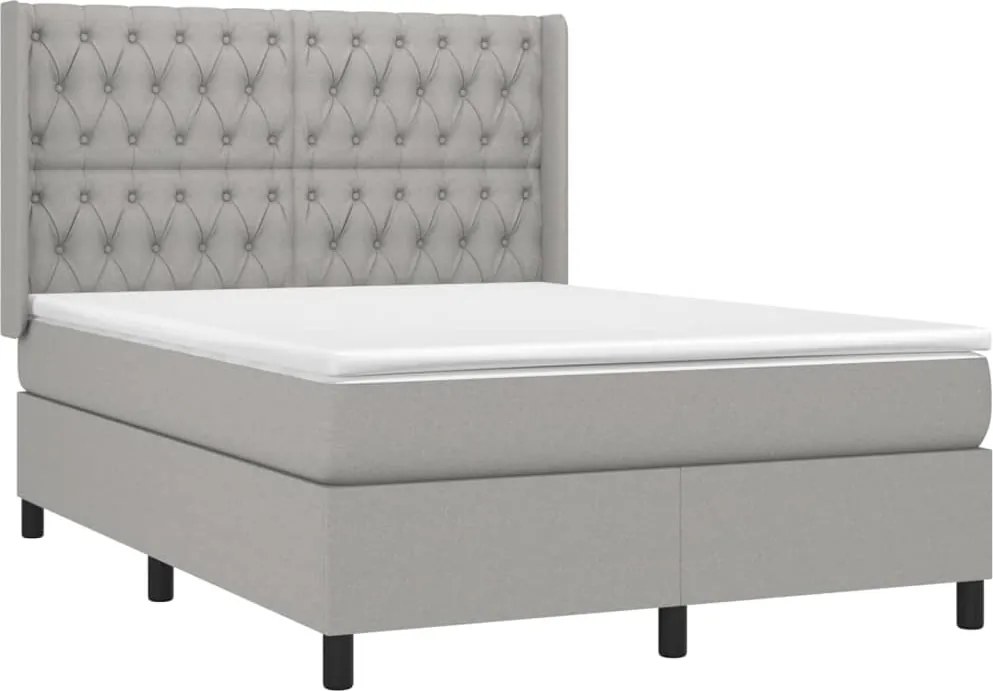 Box spring postel s matrací a LED světle šedá 140x190 cm textil 3138549