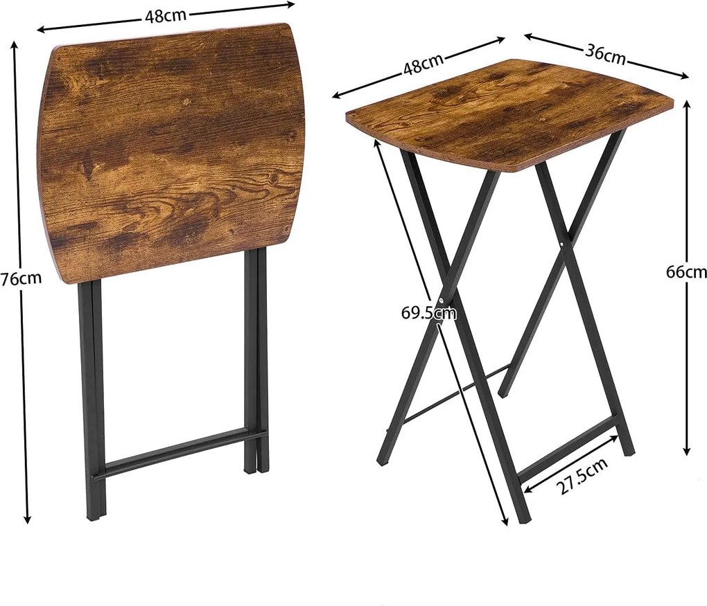 Skládací odkládací stolek Vasagle Fiona 48 cm hnědý/černý