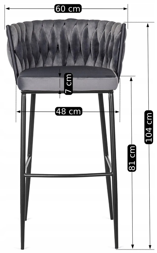 Barová židle Flores 60 cm černá/šedá
