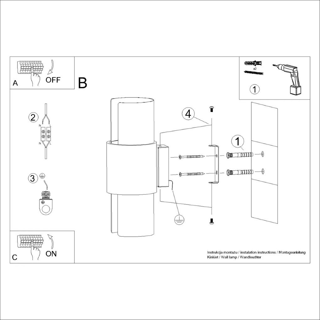 Nástěnné svítidlo Flash2, 1x bílé kovové stínítko