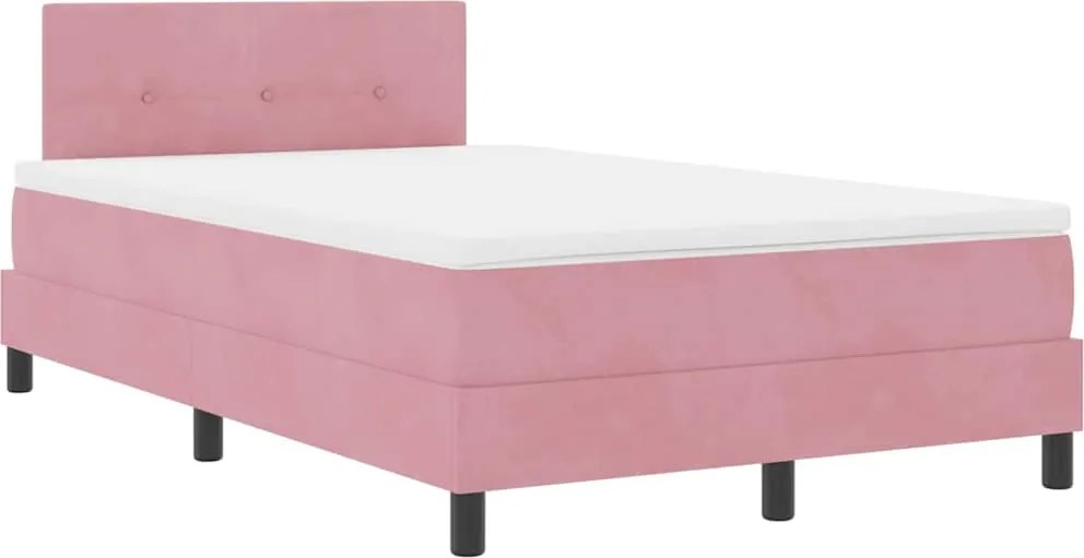 Postel s boxspringem s čelo Růžová 120 x 190 cm samet 3339163