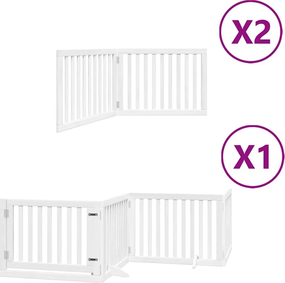 Zábrana pro psy s dvířky skládací 8 panelů bílá 640 cm topol 3155674