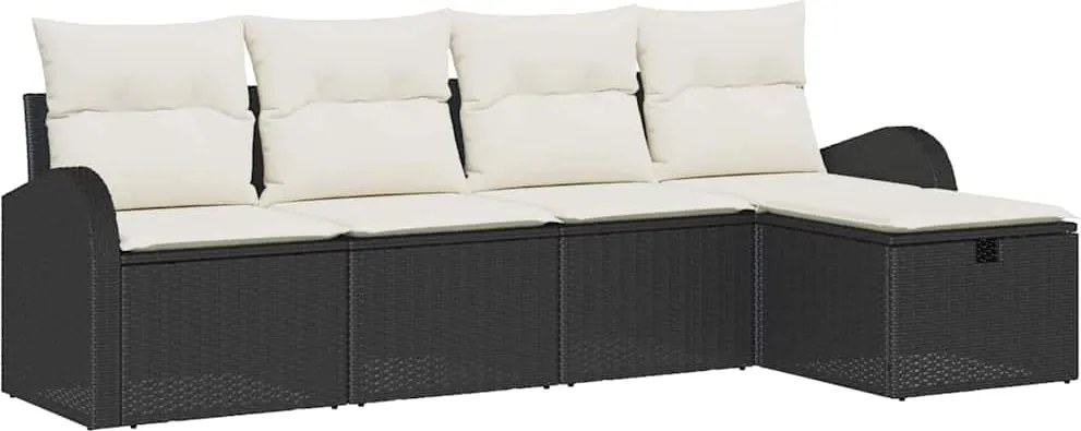 Set pohovek 5 ks Černá a krémová polyratan 3359056